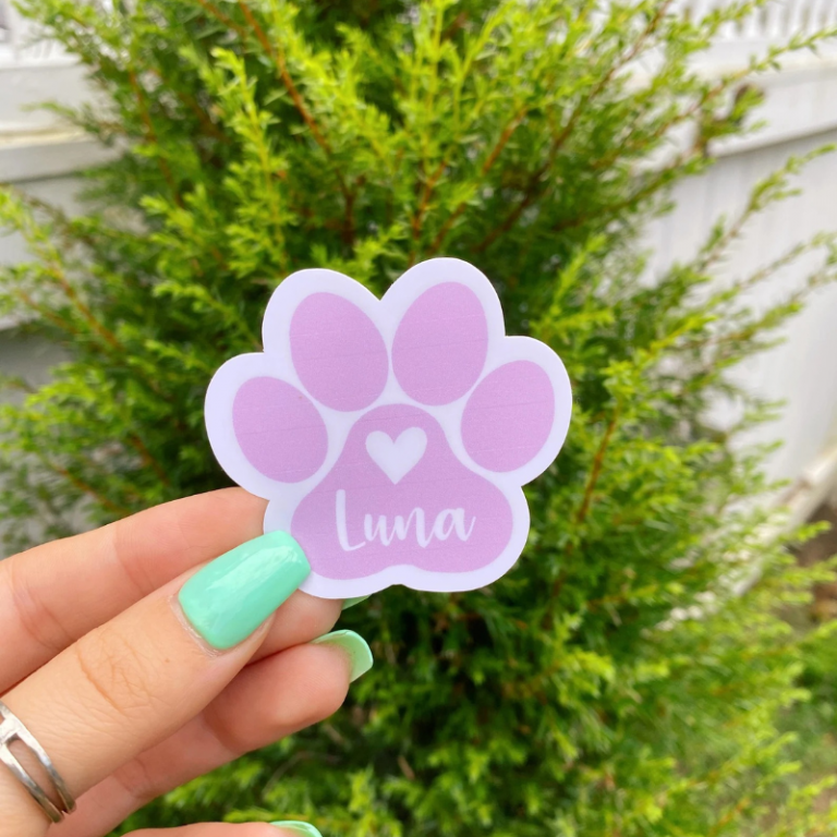 Custom Dog Name Paw Print Sticker - Custom Stickers - Make Custom ...