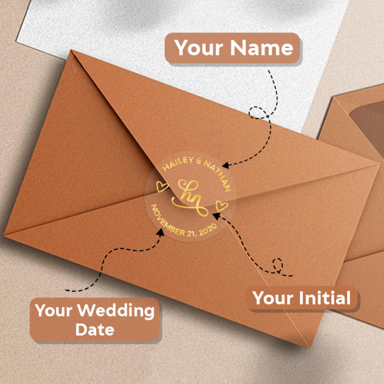 Personalized Real Foil Elegant Wedding Stickers for Envelope Seals ...
